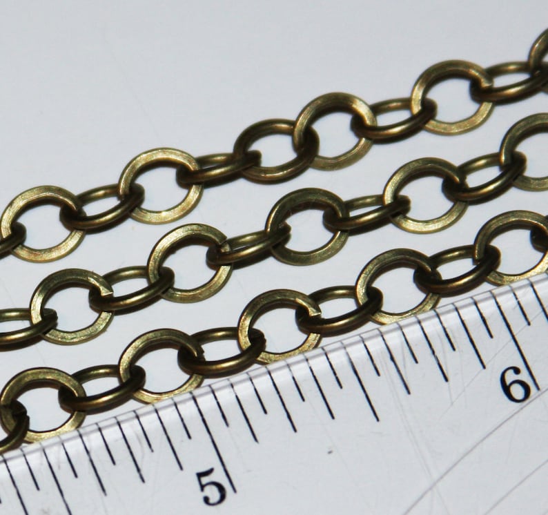 5ft Antique Brass Flat Round Cable Chain 6mm Chunky Silver - Etsy