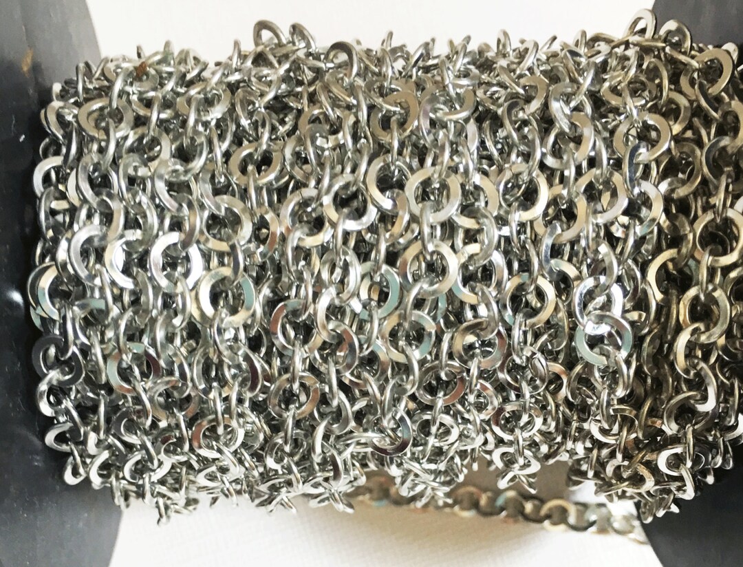 Sample 1ft Antique Silver Plated Flat Round Cable Chain 6mm, Chunky ...