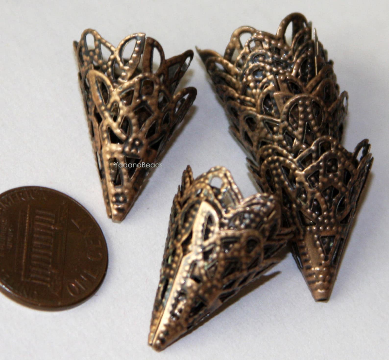 15 Pcs Antiqued Copper Filigree Cone Bead Cap 20x17mm - Etsy