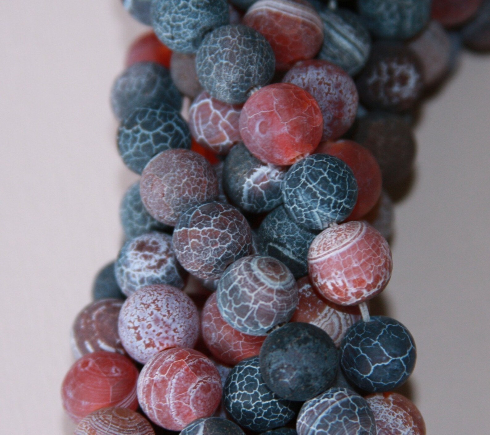 14 Inch Strand of Multi redpeachblack Cracked Agate Round - Etsy