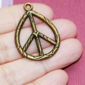 6 Pcs Antique Brass Teardrop Peace Pendant 25x35mm, Antique Bronze ...