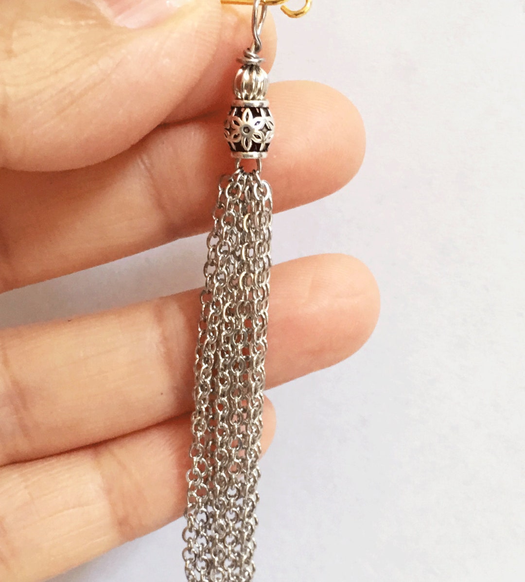 2 Antique Silver Finished Tassel, Antique Silver Chain Tassel, Antique ...