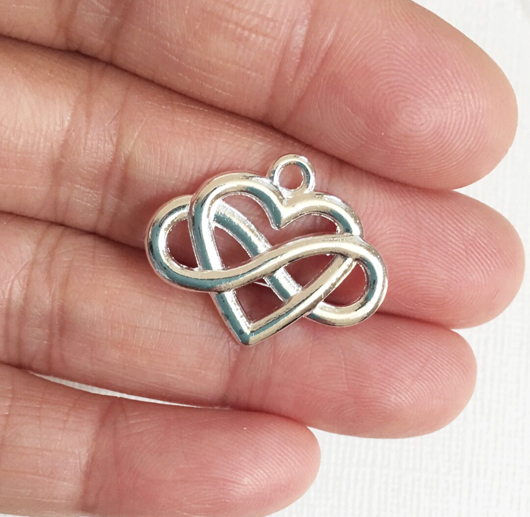 12 Silver Plated Infinity Heart Charms: 20x25mm Pendants - Etsy