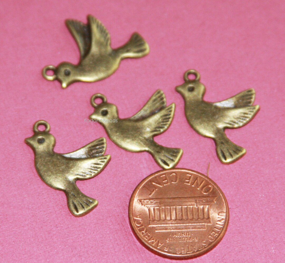 20 Antique Brass Bird Drop 22x15mm - Etsy