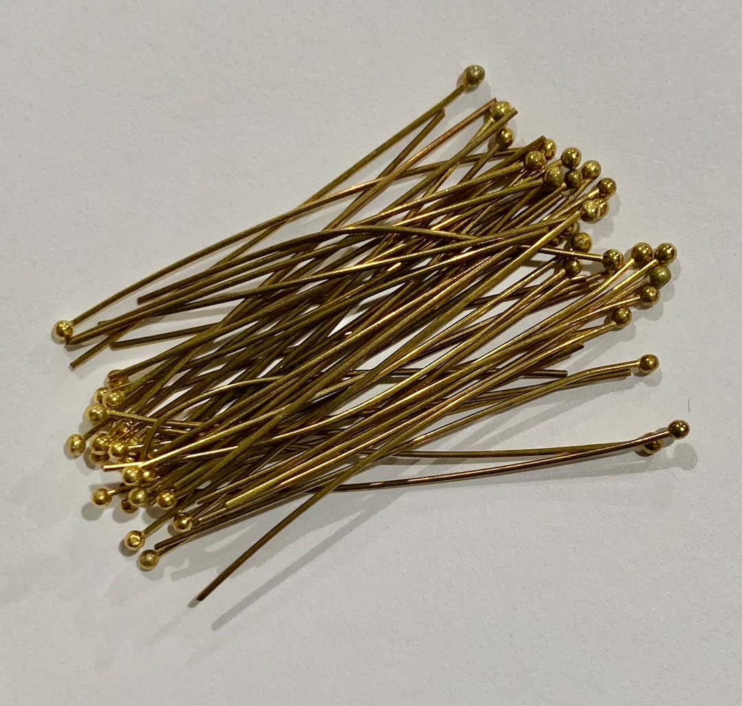 50 Raw Brass Ball End Head Pins 22 Gauge 2 Inch 2mm Ball - Etsy