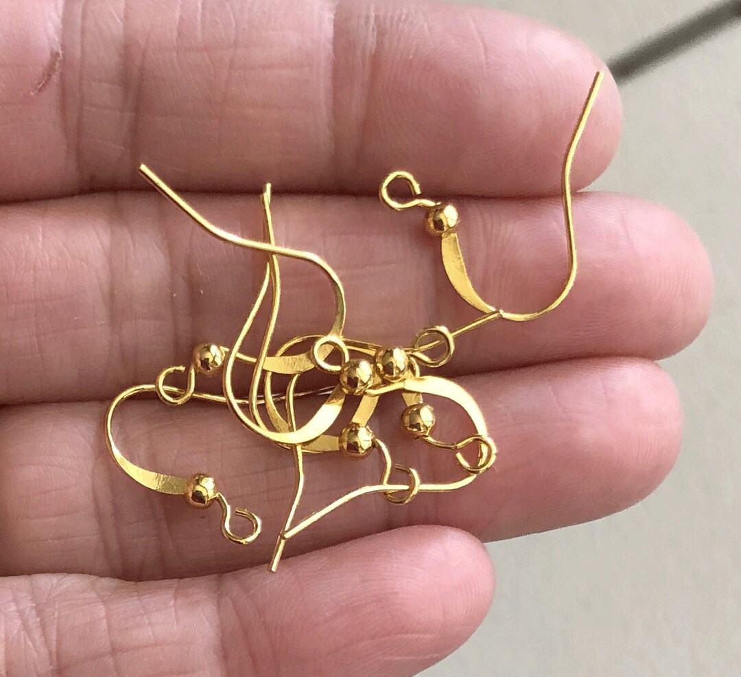 Bulk 500 Pcs Gold Color Fishhook With Ball Ear Wire 17x0.7mm - Etsy