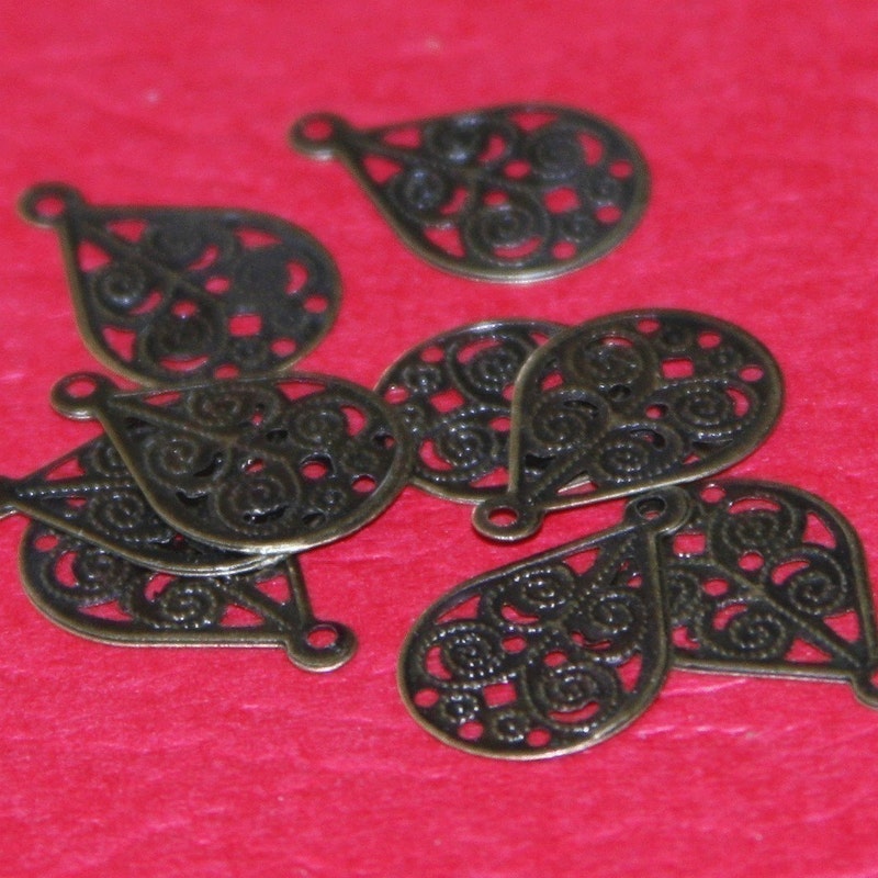Teardrop Filigree Charms - Etsy