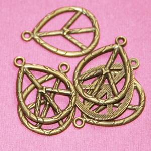 6 Pcs Antique Brass Teardrop Peace Pendant 25x35mm, Antique Bronze ...
