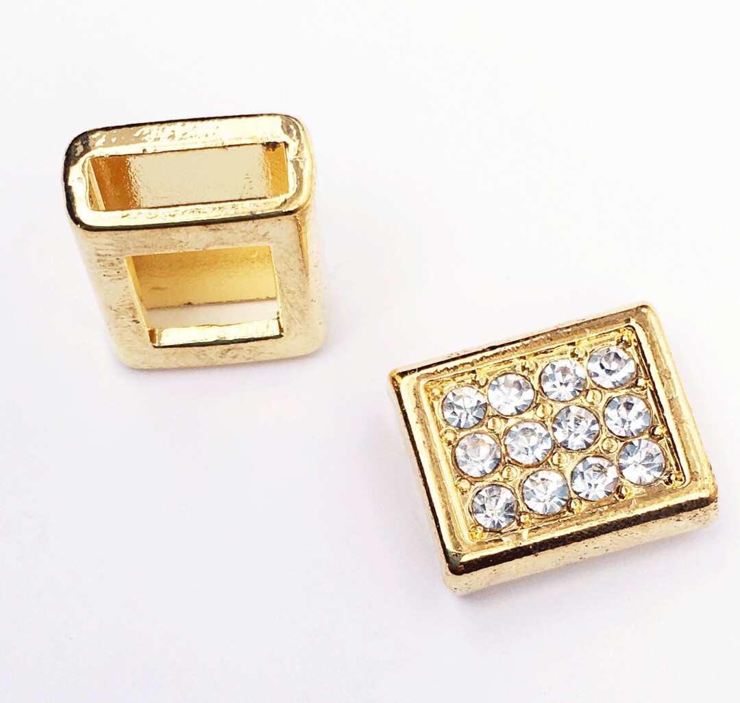 4 Pcs Clear Rhinestone Gold Tone Slide Charms (13x16x7mm) - Etsy