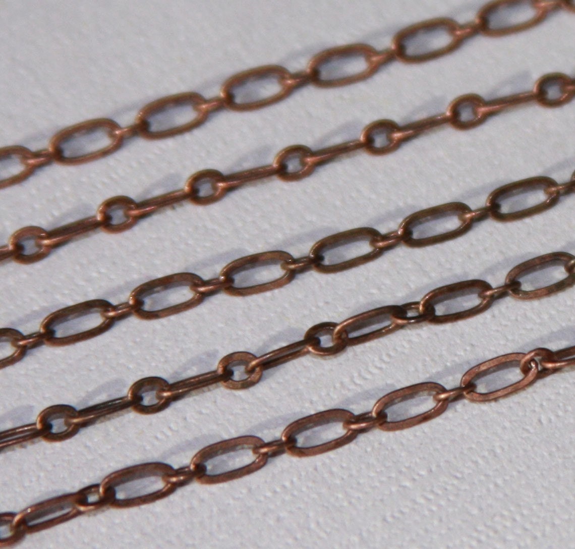 3ft SAMPLE Chain Antiqued Copper Long and Short Chain 4x2mm | Etsy