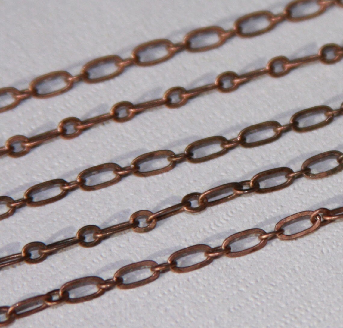 3ft SAMPLE Chain Antiqued Copper Long and Short Chain 4x2mm - Etsy