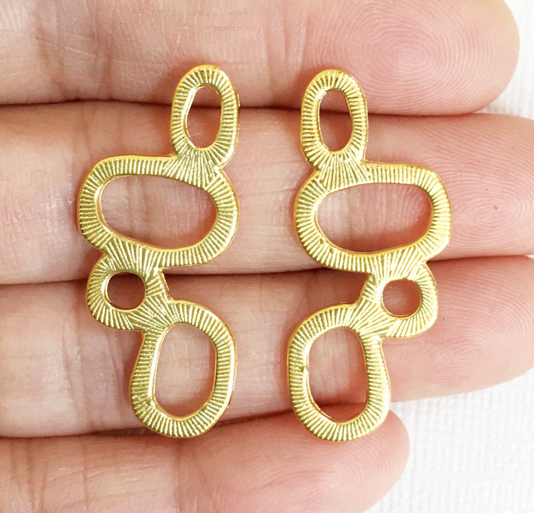 Bulk 40 Pcs Gold Double Sided Bubble Pendant, Bubble Connector 35x15mm ...