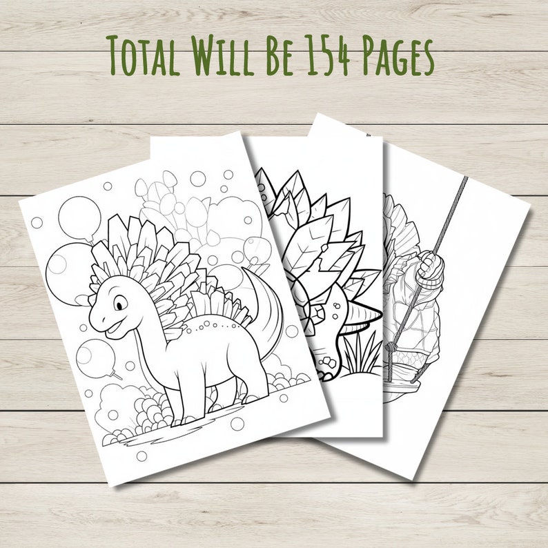 154 Pages. Fun Coloring Activities for Kids. Dinosaurs Drawing. Easy to ...