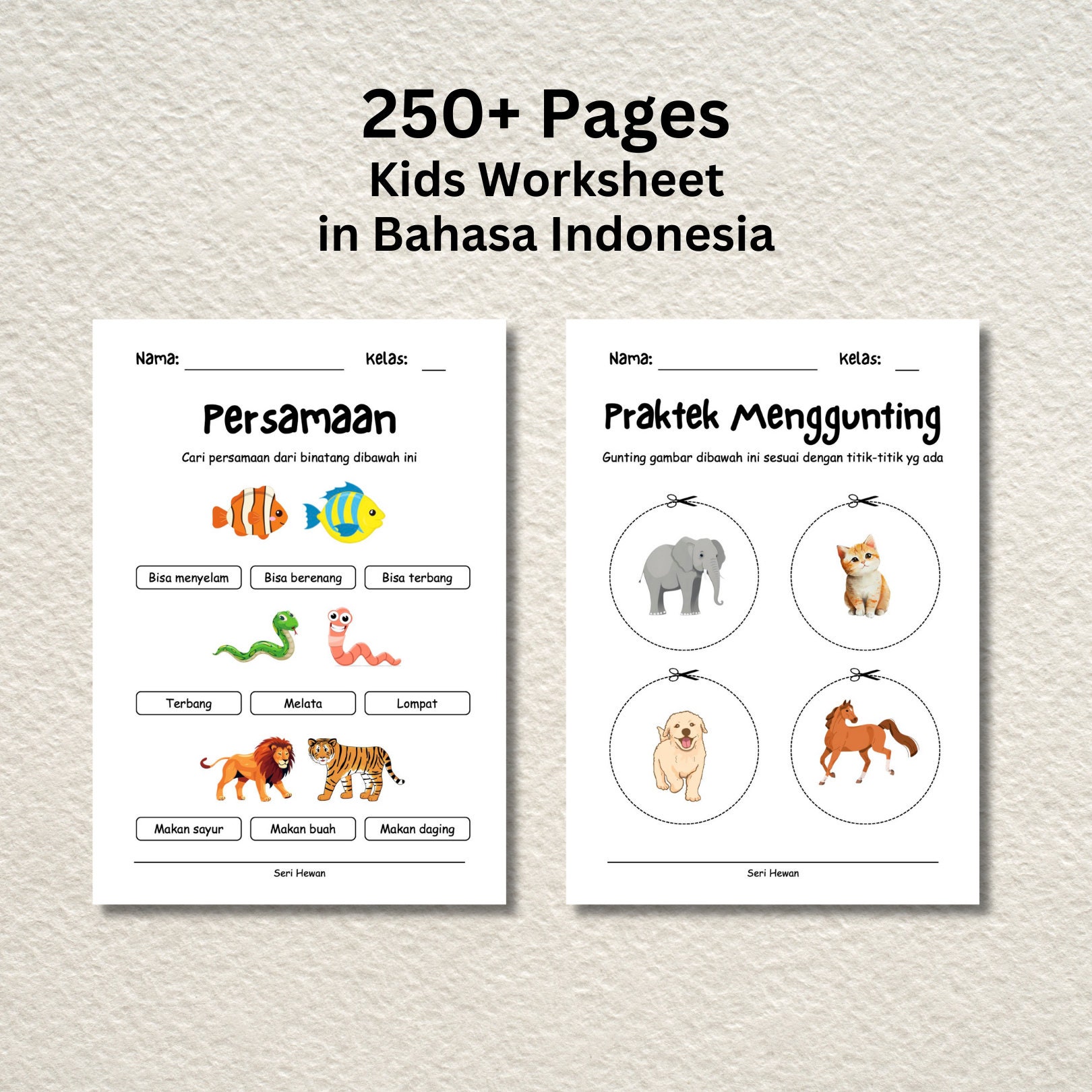 250 Pages Kids Worksheet Activities in Bahasa Indonesia. Best for NO ...