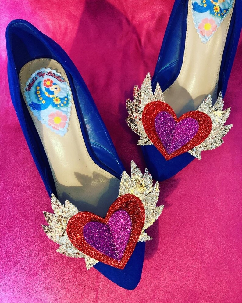 Flaming Heart, Shoe Clips, Wedding Shoes, Bridal Shoes, Party Shoes ...