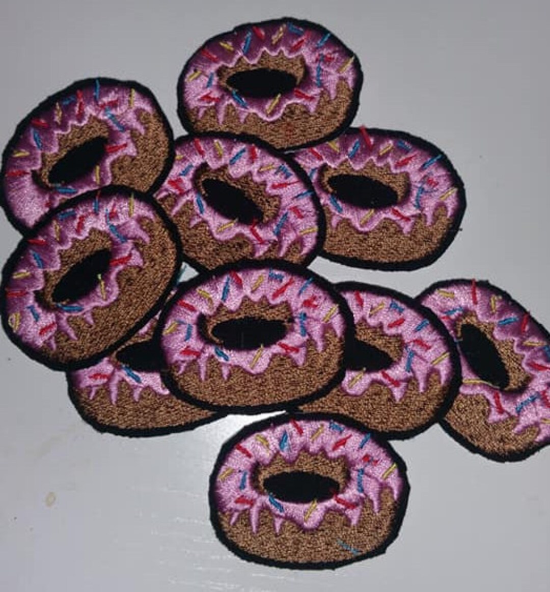 TINY Donut Embroidered Iron on Patch - Etsy