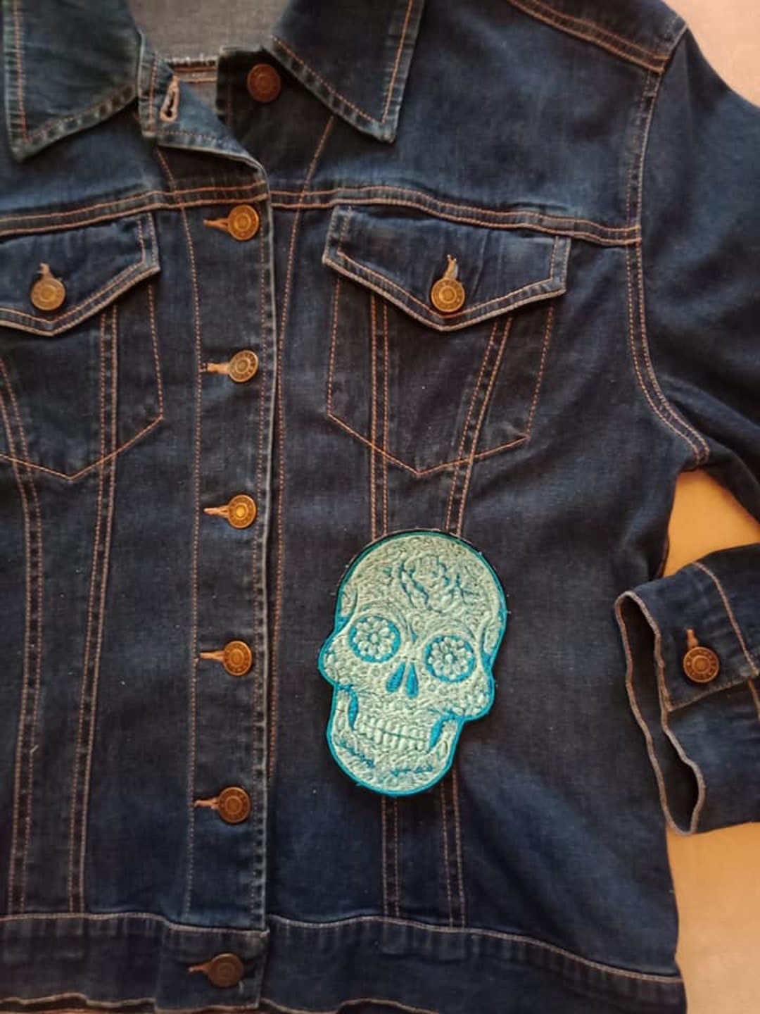 Skull Tattoo Style Embroidered Iron on Patch - Etsy