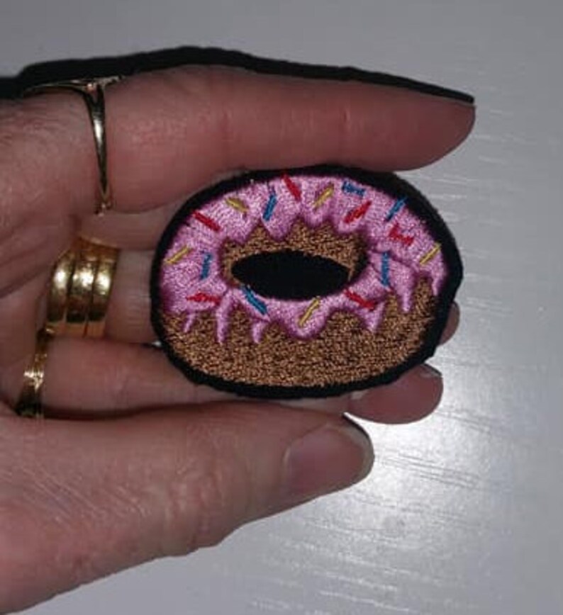 TINY Donut Embroidered Iron on Patch | Etsy
