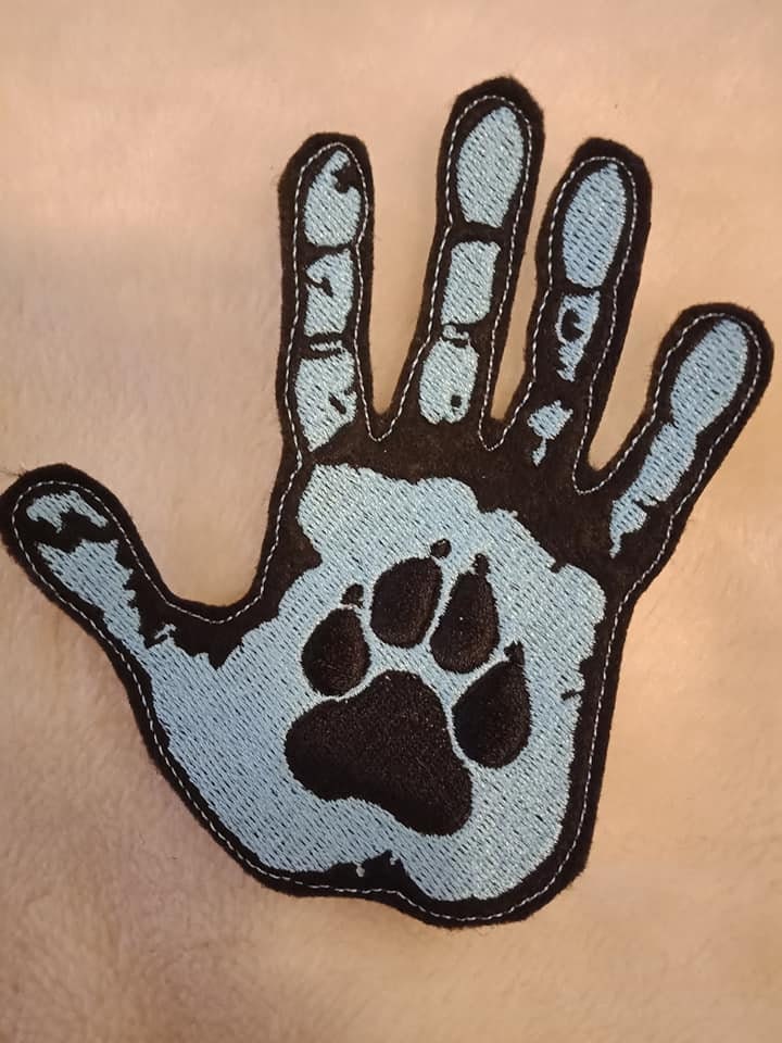 Paw Print on Human Hand Print Embroidered Iron on Patch - Etsy Australia