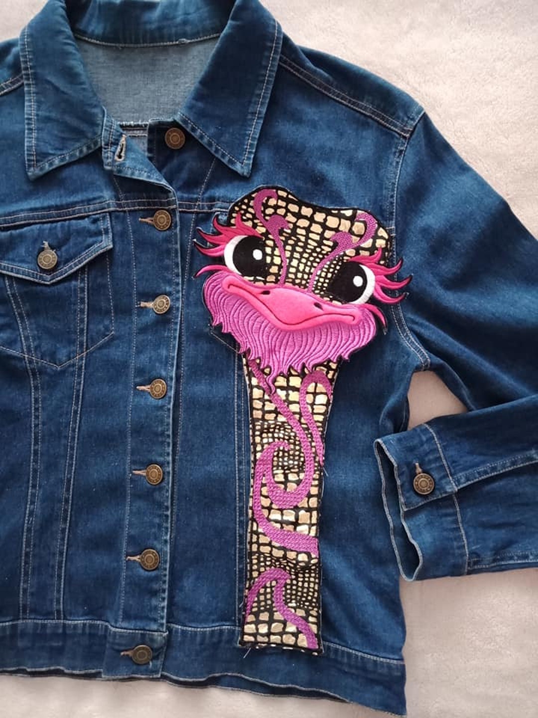 Emu/ostrich Embroidered Large Iron on Patch - Etsy