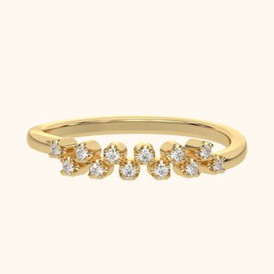 Zig Zag Ring / 14K Solid Gold Zig Zag Diamond Ring / Thin Band Diamond Ring / Minimalist Diamond ...