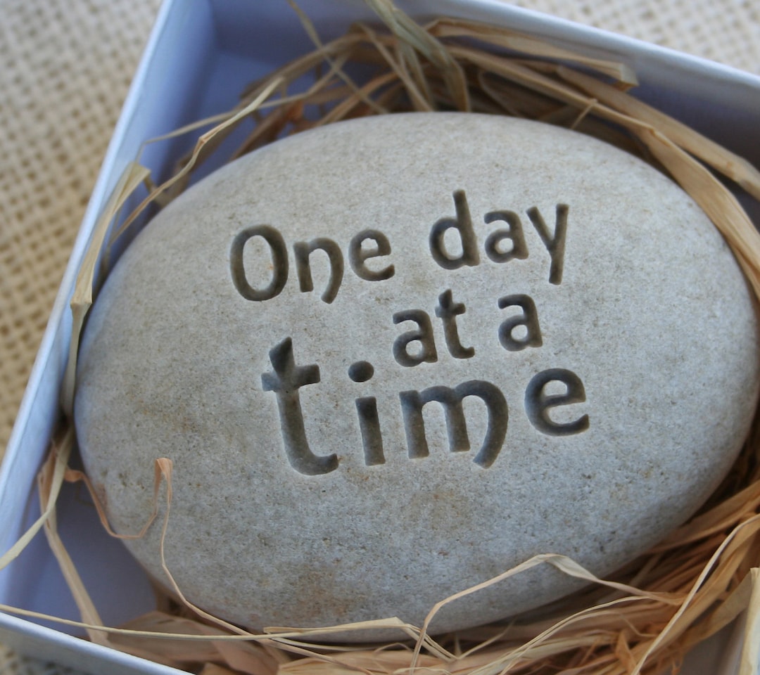 Get Well Gift - Goal Setting Gift - One Day at a Time Engraved Stone ...
