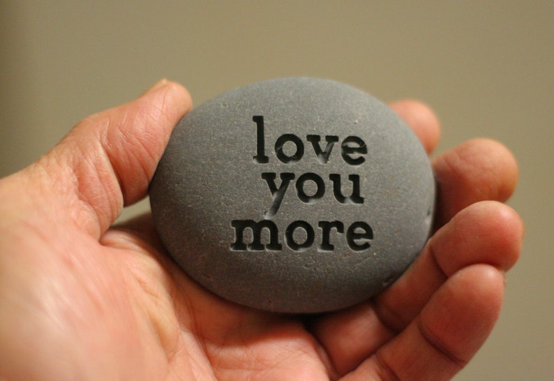 I Love You More, or Love You More - Engraved Stone - Exclusive Beach ...