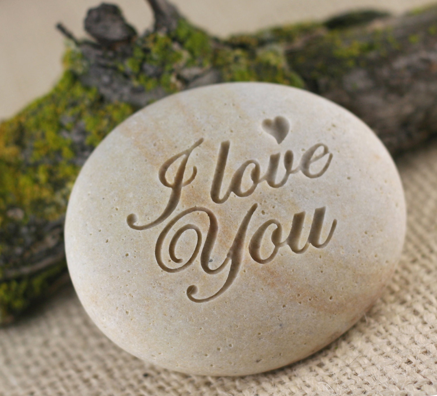 I LOVE YOU- Engraved Stone Gift - Etsy