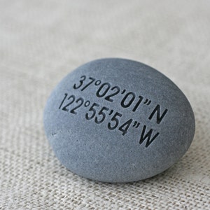 Coordinates Gift - Personalized Longitude and Latitude Engraved Stone ...