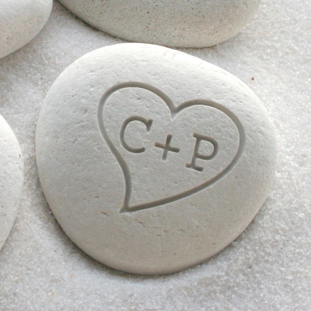 Gifts for Him, Gift for Her - Personalized Initials Love Pebble ...