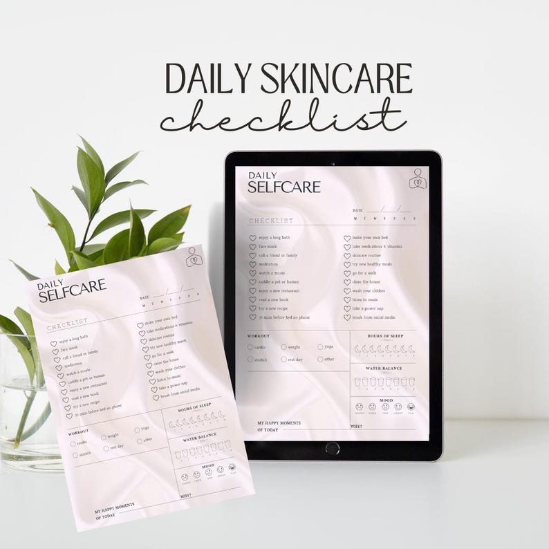 Editable Daily Selfcare Checklist Beige - Etsy