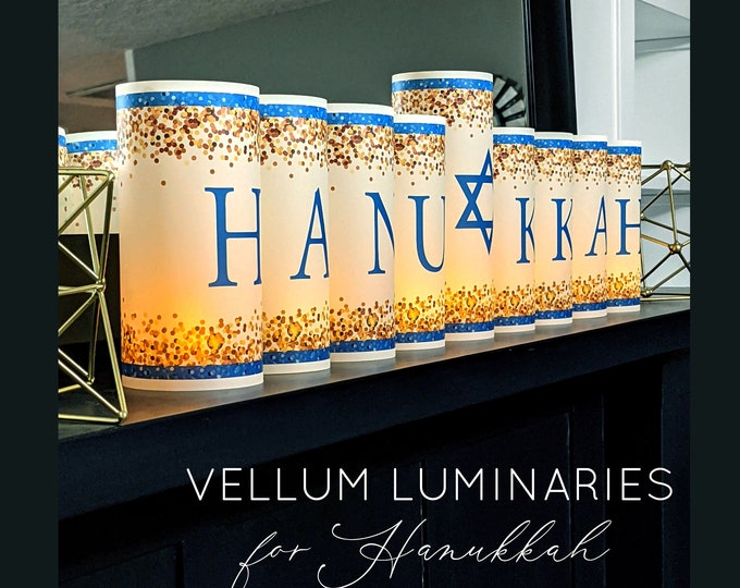 Hanukkah Luminaries - Set of 9 Vellum LED Paper Surrounds to Display ...
