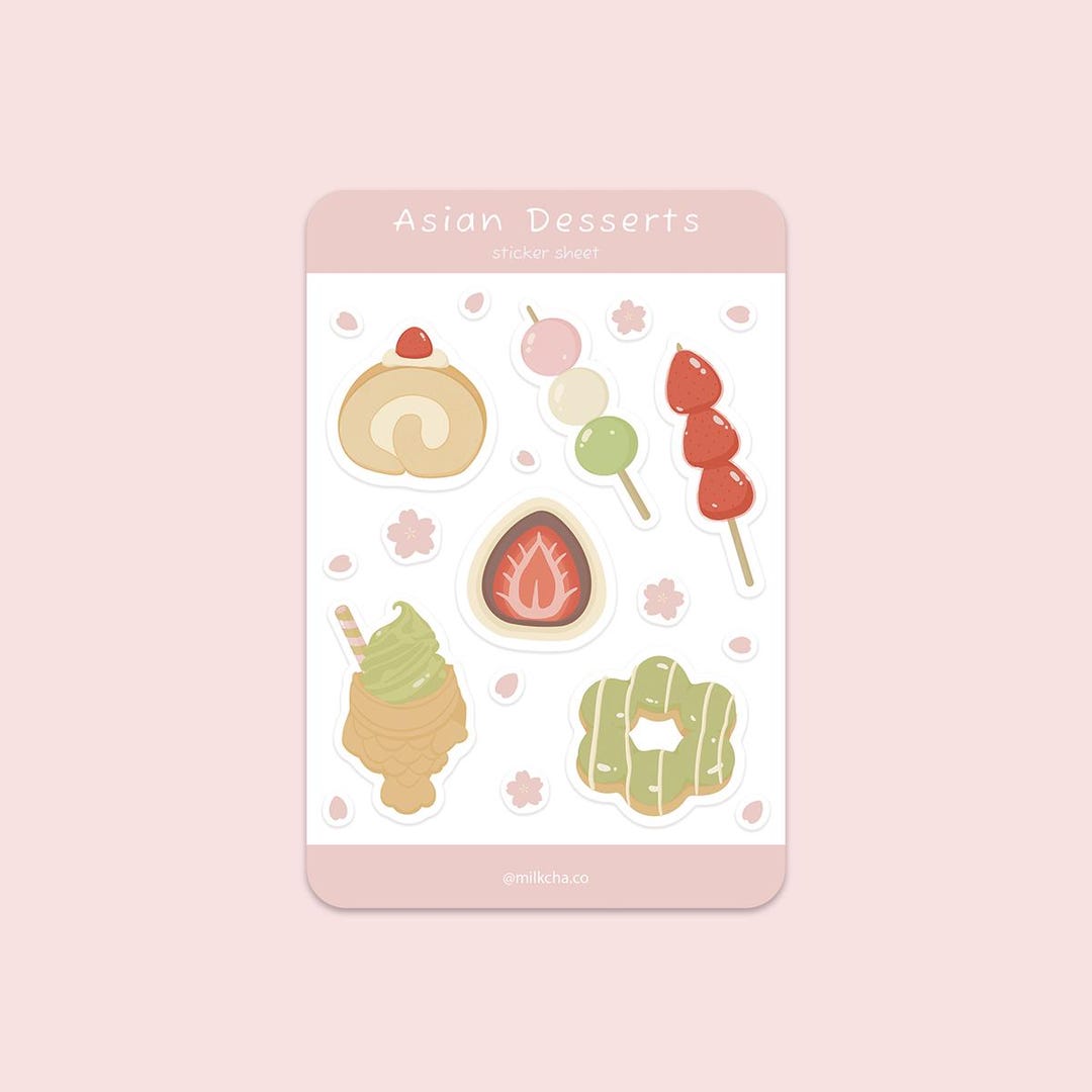 Cute Asian Desserts Sticker Sheet | Street Food, Stickers, Kawaii ...