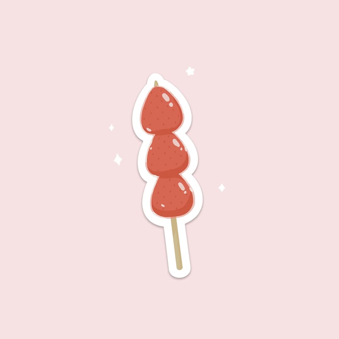 Cute Strawberry Tanghulu Sticker | Asian Desserts, Street Food, Kawaii ...