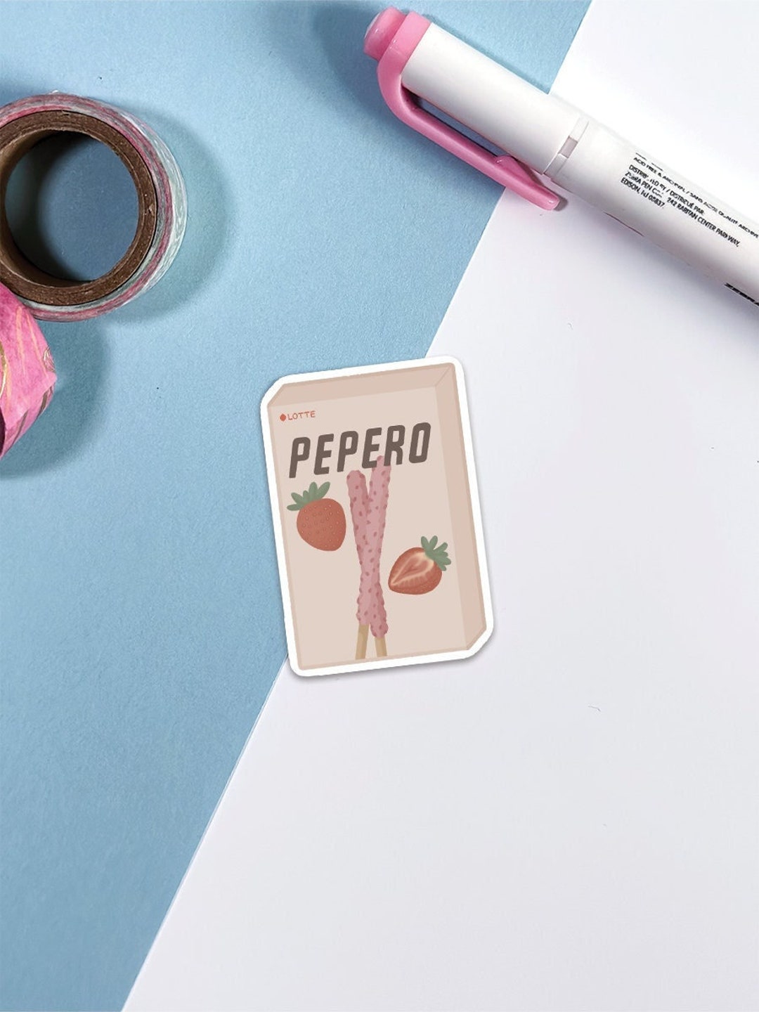Cute Strawberry Pepero Asian Snack Sticker Biscuit Sticks, Food ...