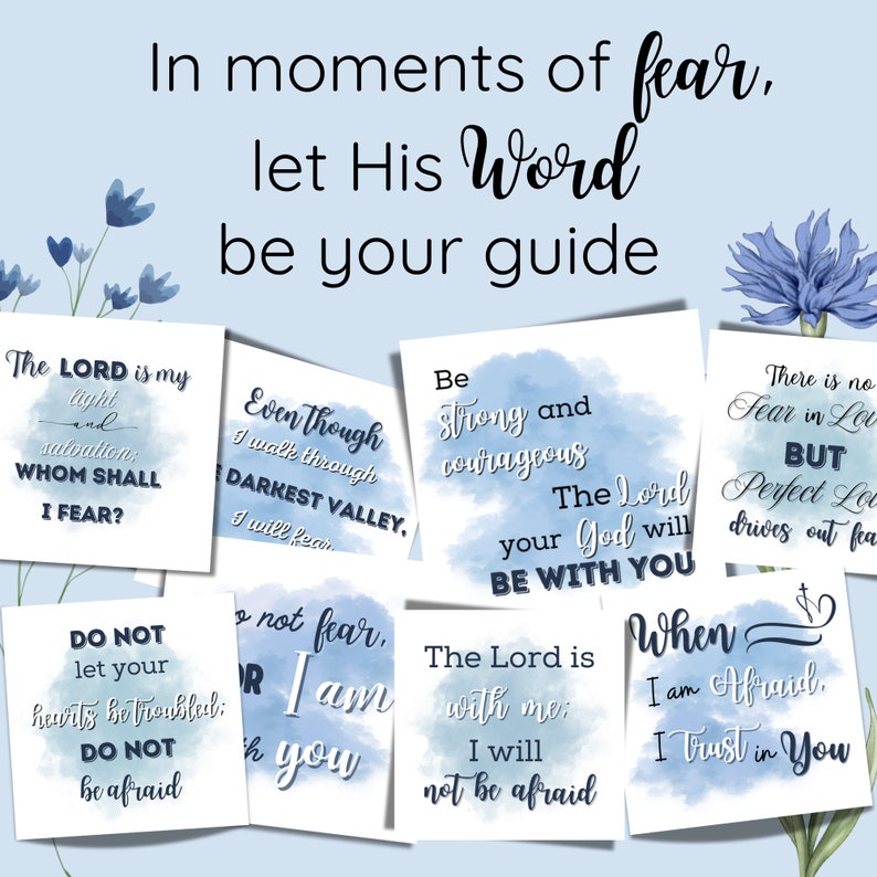 Faith-inspired Printable Bible Verse Cards for Fear, Fearless-based ...