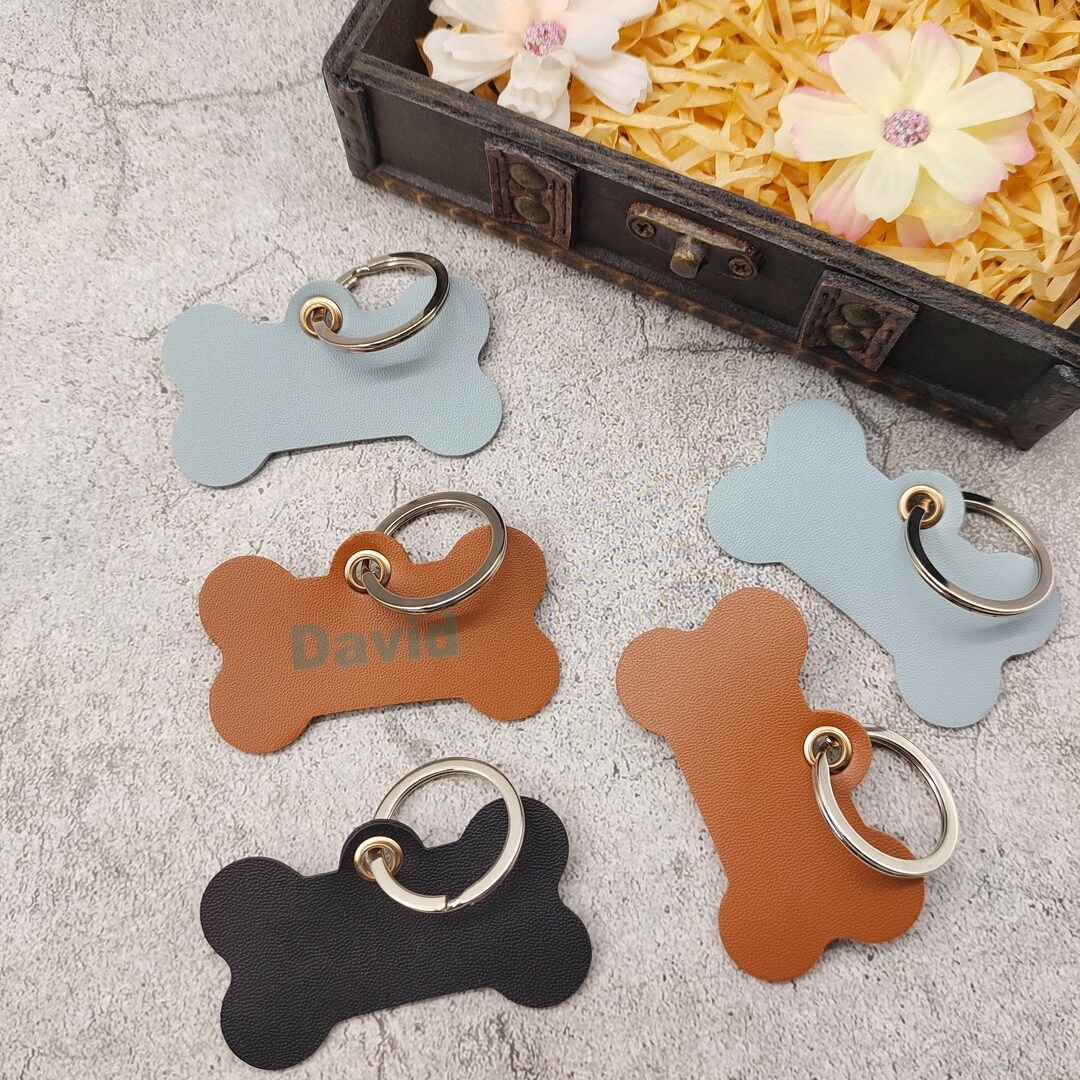 Personalized Leather Dog Bone Keychain,dog Memorial Gift,dog Keychain ...