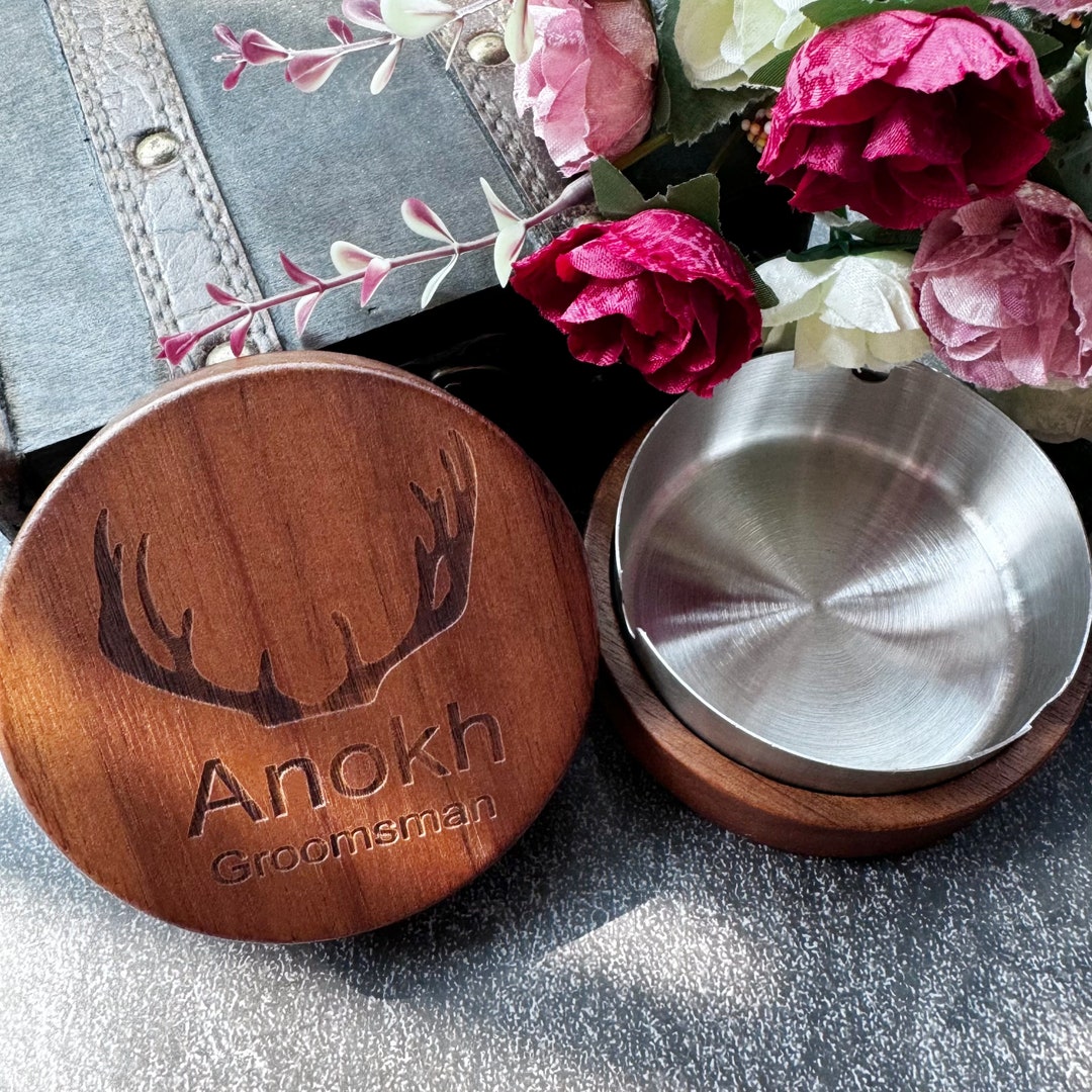 Personalized Wooden Ashtray With Lid, Best Gift for Smokers, Groomsman ...