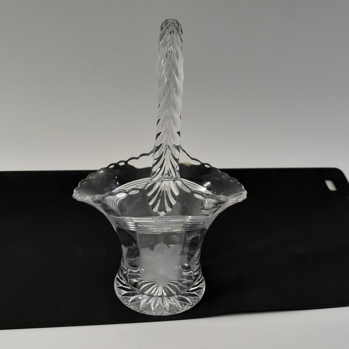 Duncan Miller Glass Basket Crystal Etched Flower 8 Bride | Etsy