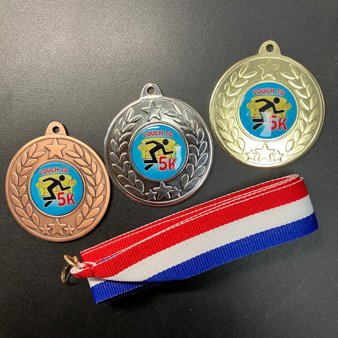 Engraved Couch to 5K Medal Sports Trophy Award Running School With Red ...