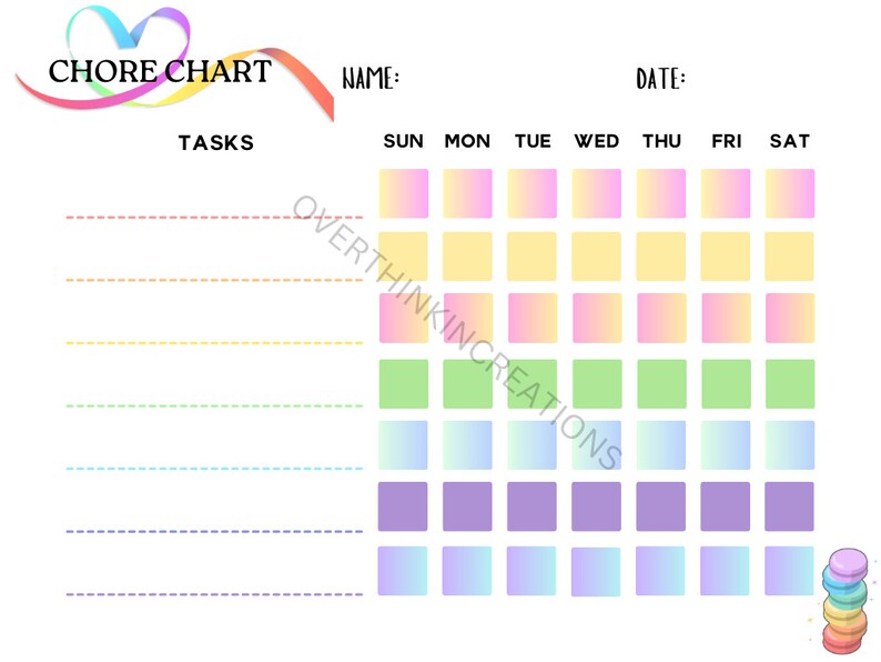 Rainbow Chore Chart - Etsy