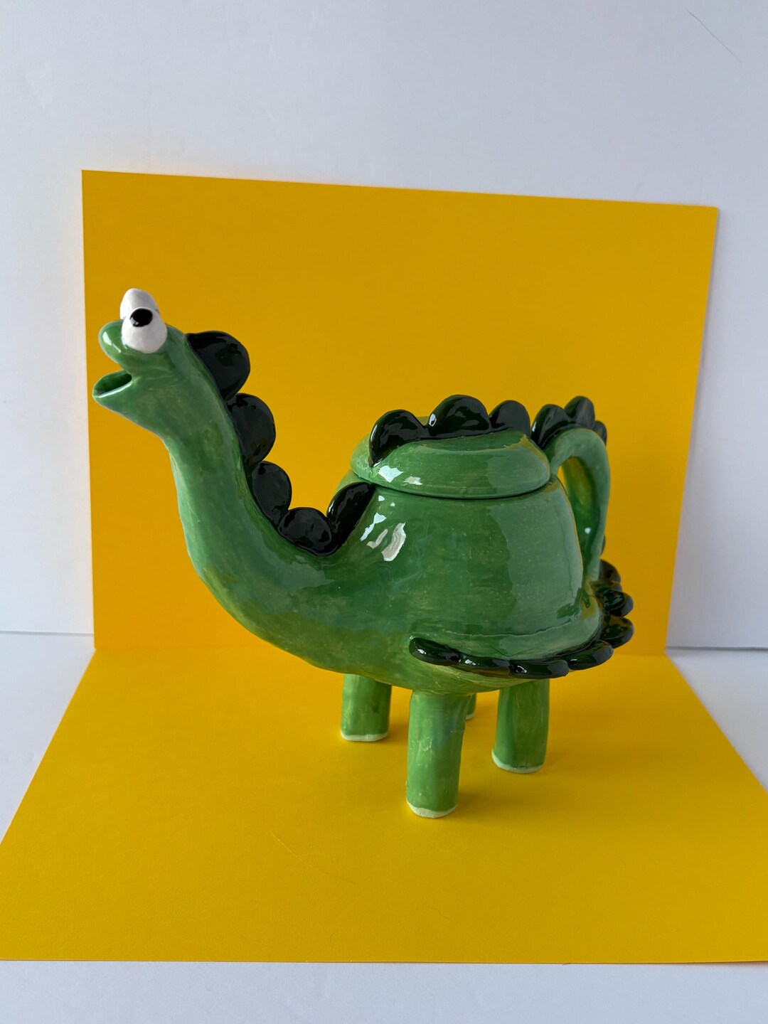 Dinosaur Teapot ~ Denny the Dino ~ Handmade Handpainted Ceramic Pottery ...
