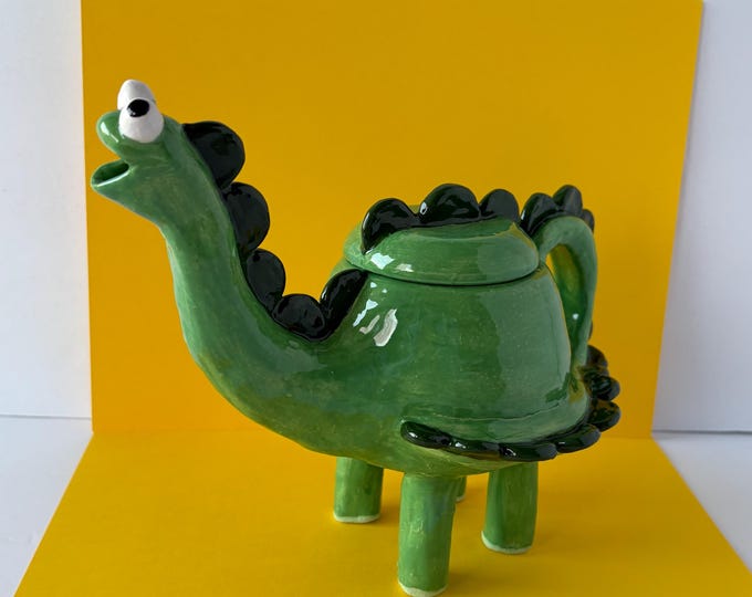 Dinosaur Teapot ~ Denny the Dino ~ Handmade Handpainted Ceramic Pottery ...