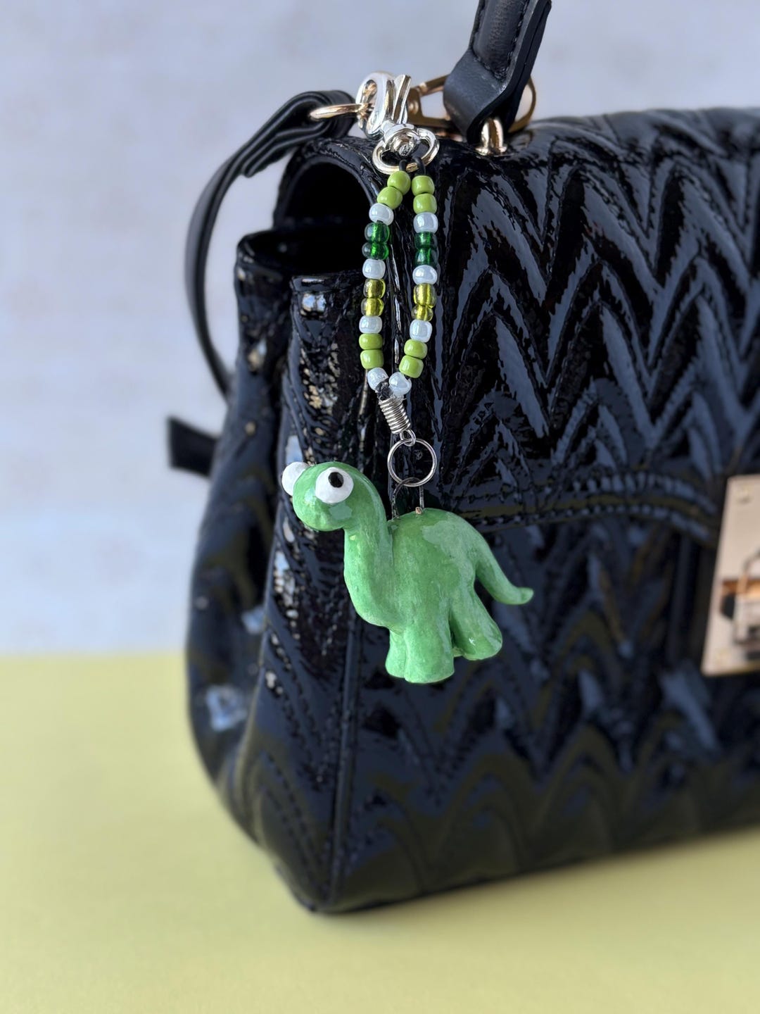 Dinosaur Keychain ~ Gilly the Green Dino ~ Handmade Handcrafted Ceramic ...