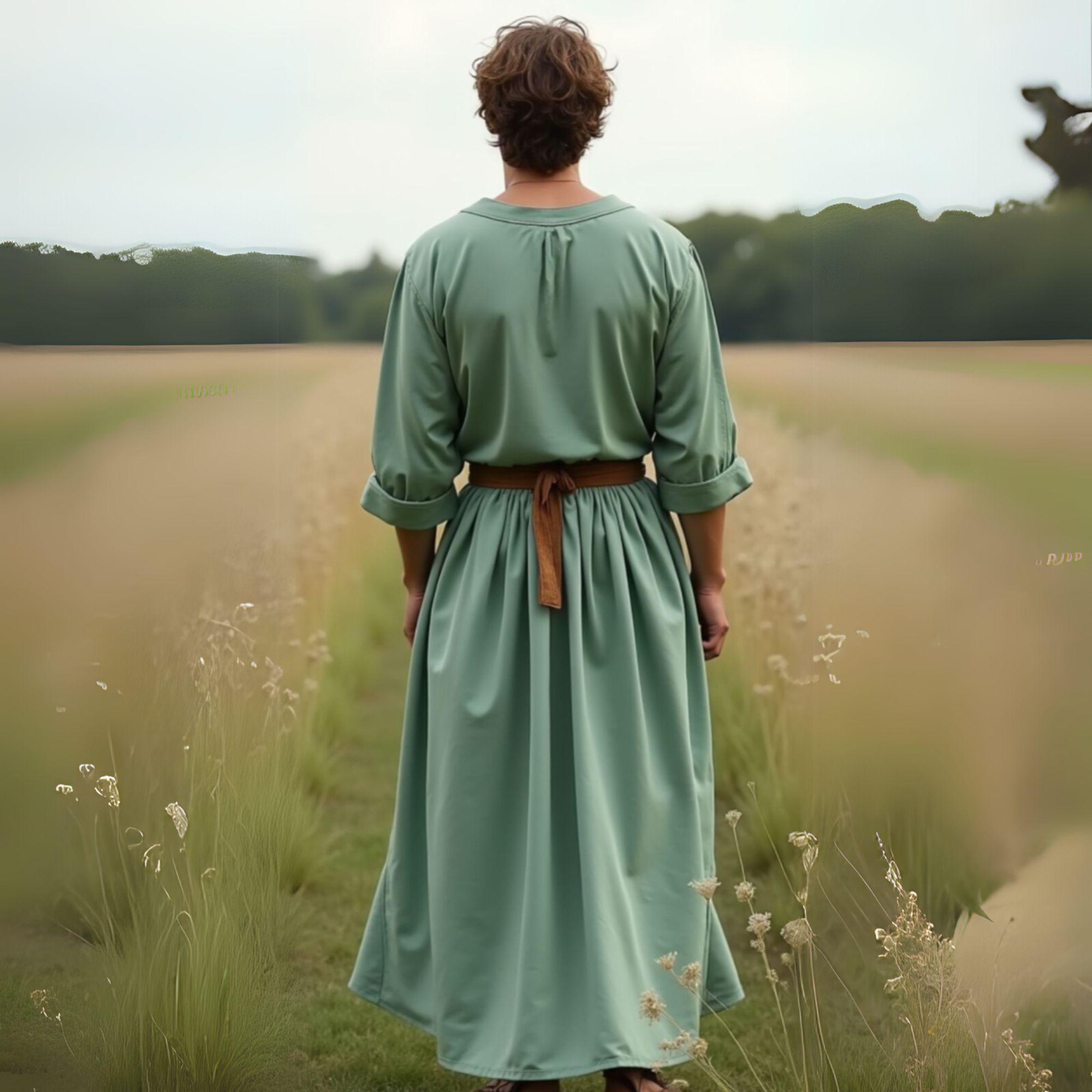 Sage Green Medieval Robe Tunic, Elven Tunic With Belt, Fantasy Medieval ...