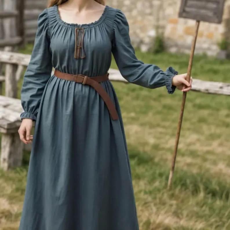 Women Long Medieval Dress| Puffed Sleeves Historical LARP Costume ...