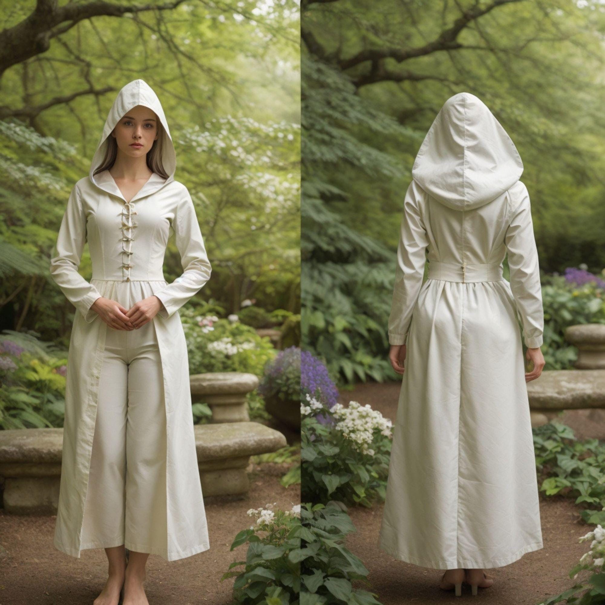 White Hooded Archer Costume for Women| Elegant Lace-up Design With ...