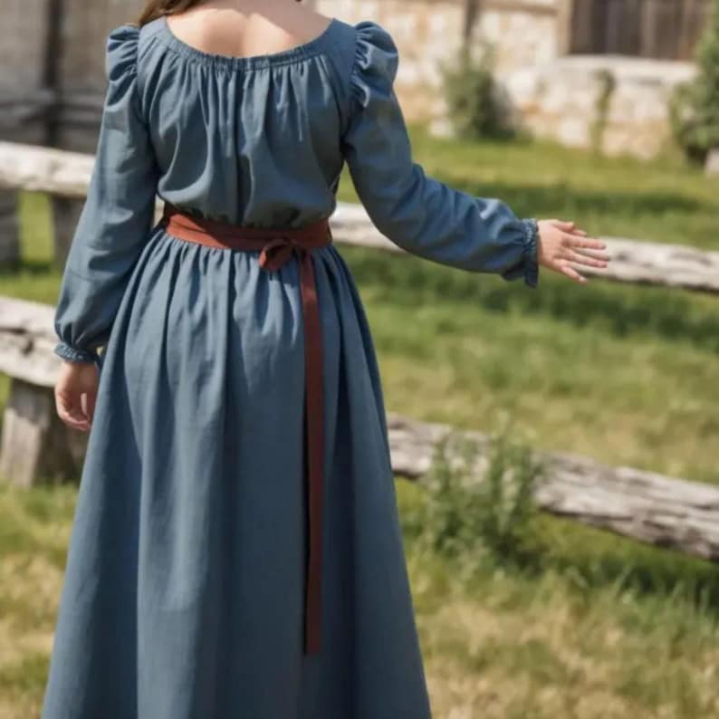 Women Long Medieval Dress| Puffed Sleeves Historical LARP Costume ...