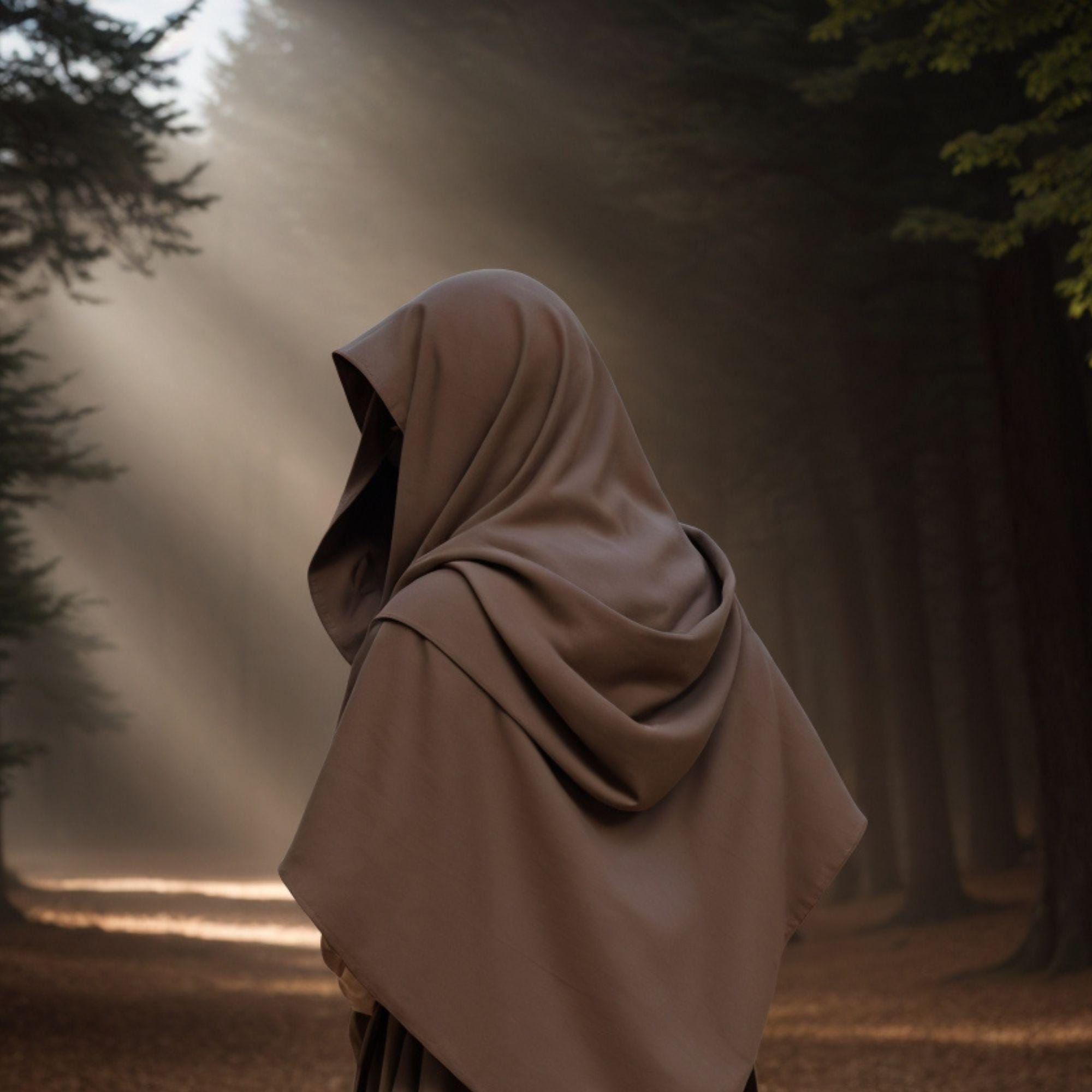 Mysterious Gothic Brown Hooded Cloak Medieval Fantasy Robe Men's Scary ...