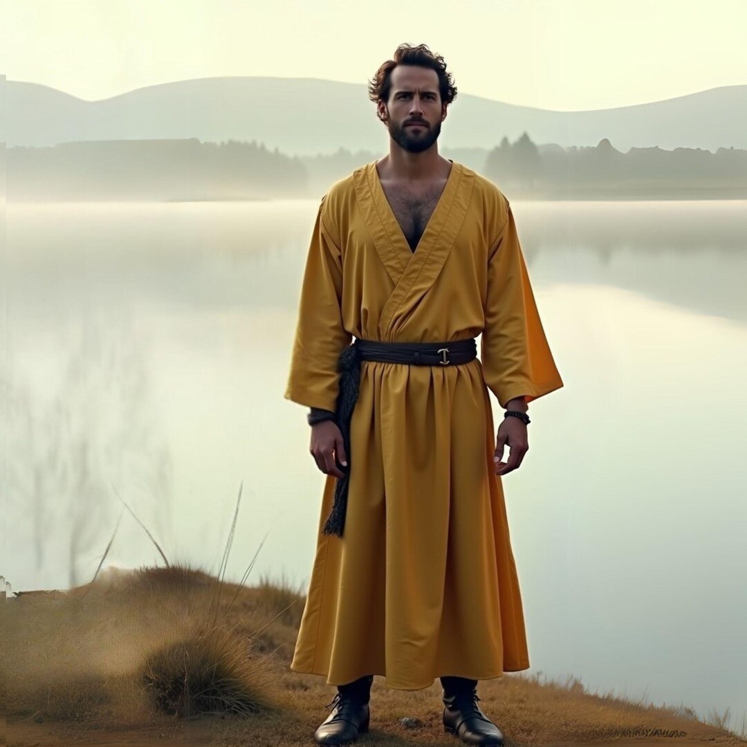 Men's Medieval Robe Tunic | Long Sleeve Wrap Tunic With Belt | Timeless ...